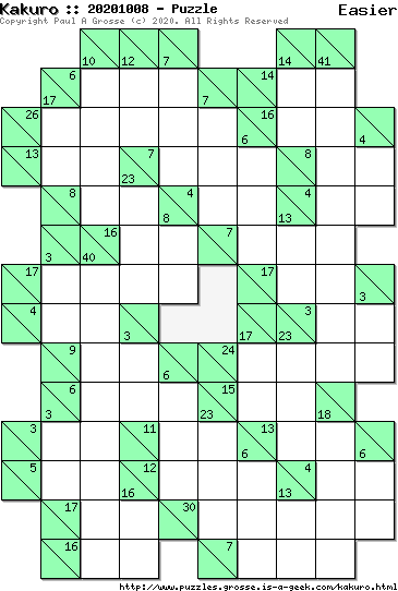 Daily Kakuro Puzzles - Home page. Grosse Puzzles Daily Kakuro Puzzles - Home page. Grosse Puzzles