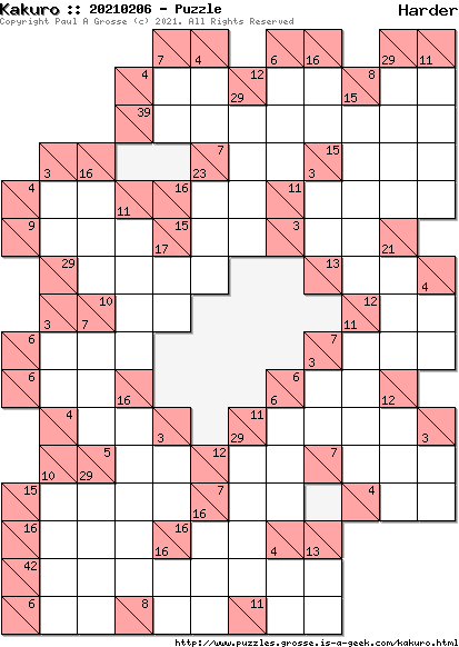 Daily Kakuro Puzzles - Home page. Grosse Puzzles Daily Kakuro Puzzles - Home page. Grosse Puzzles