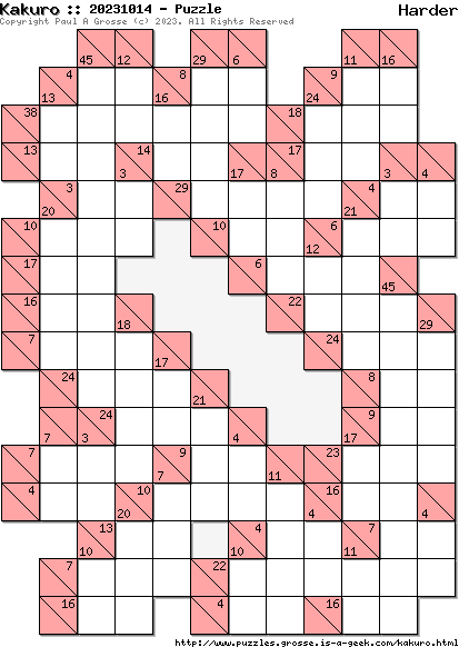 Daily Kakuro Puzzles - Home page. Grosse Puzzles Daily Kakuro Puzzles - Home page. Grosse Puzzles