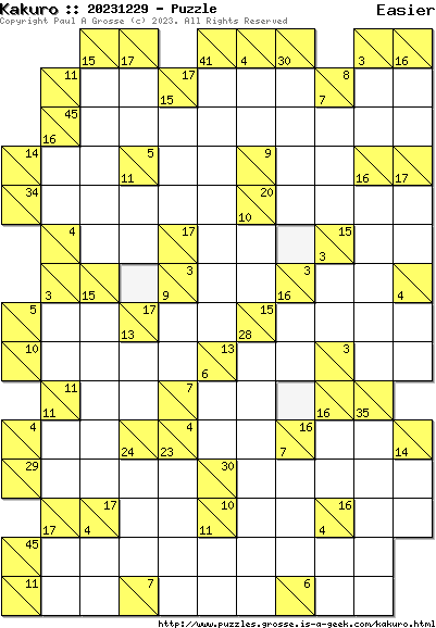 Daily Kakuro Puzzles - Home page. Grosse Puzzles