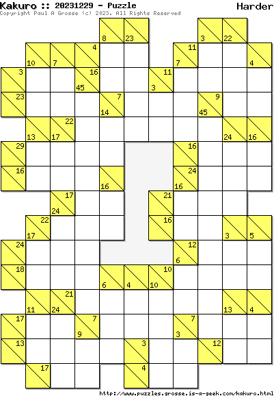Daily Kakuro Puzzles - Home page. Grosse Puzzles Daily Kakuro Puzzles - Home page. Grosse Puzzles